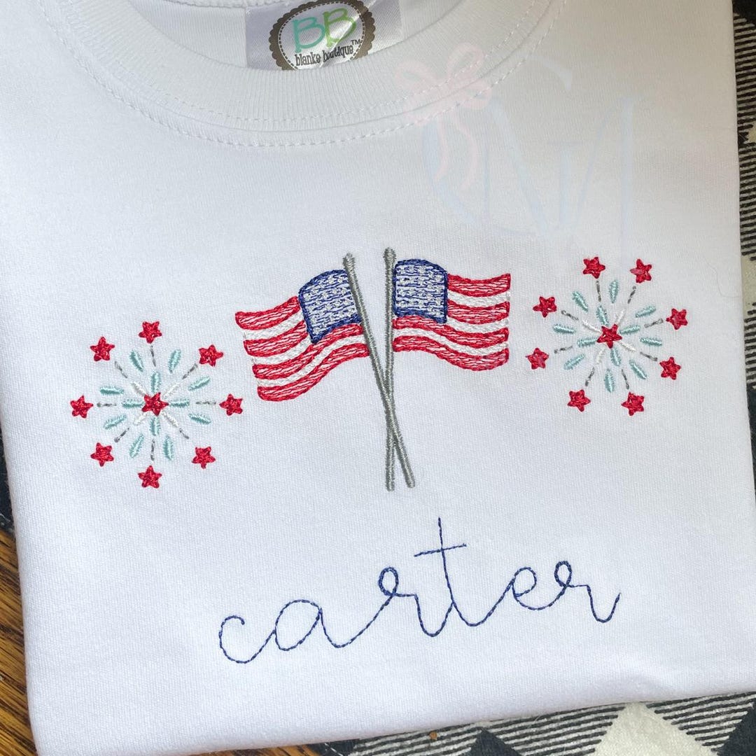 Crossed Flags and Fireworks Machine Embroidery Design - Etsy