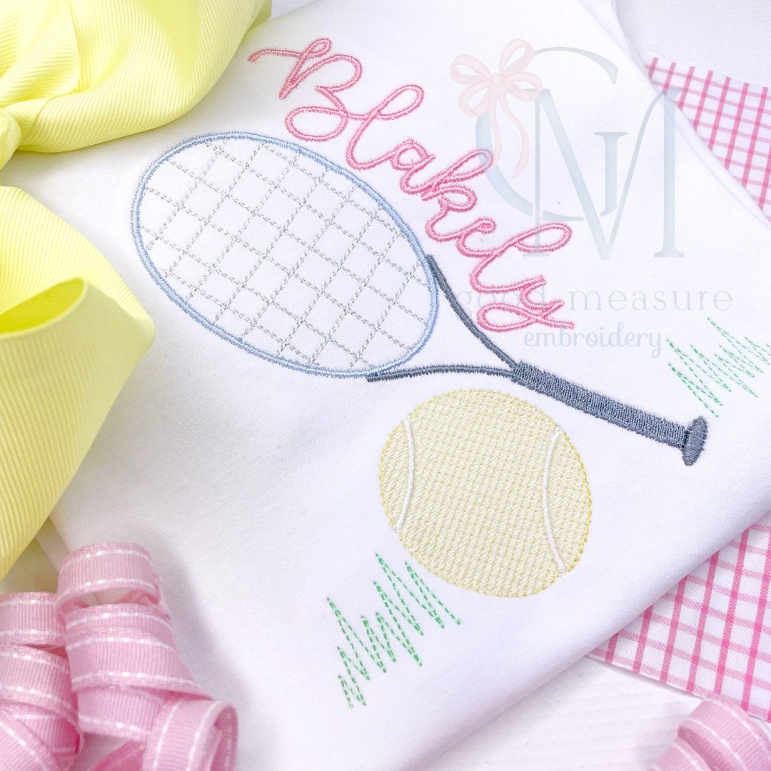 Tennis Ball and Racket Stitch Machine Embroidery Design - Etsy