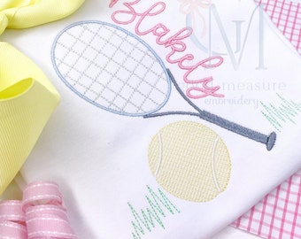 Tennis Racket and Ball Line of 5 Row Border Doodle Bean Stitch Running ...