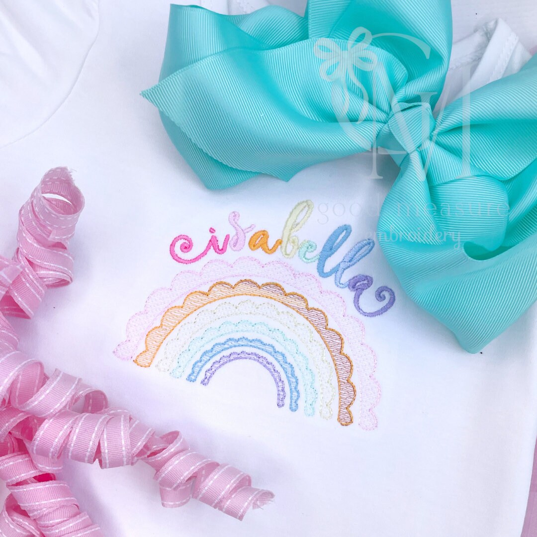 Scallop Rainbow Sketch Stitch Machine Embroidery Design - Etsy