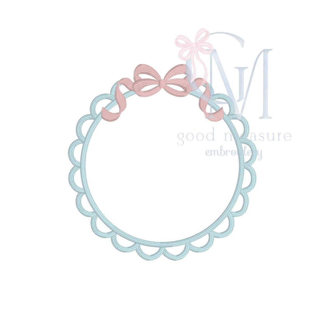 Scallop Circle Frame With Bow Machine Embroidery Design - Etsy