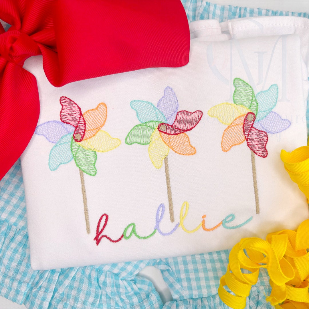 Pinwheel Sketch Trio Machine Embroidery Design - Etsy