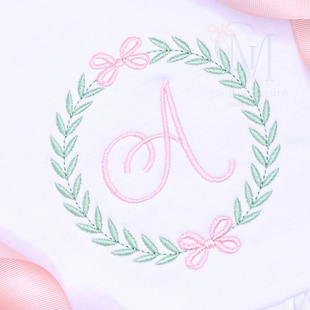 Bow Laurel Monogram Frame Stitch Machine Embroidery Design - Etsy