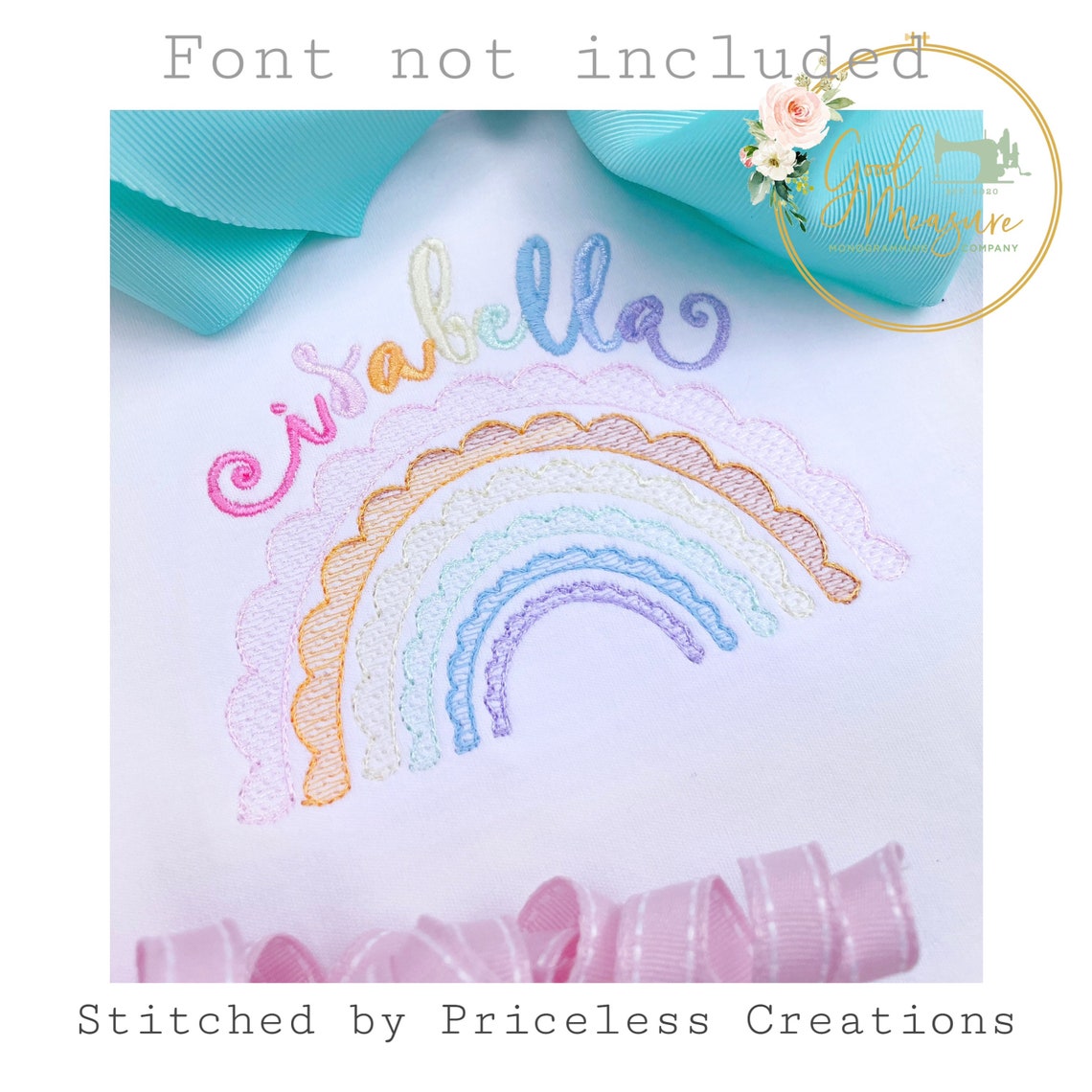 Scallop Rainbow Sketch Stitch Machine Embroidery Design - Etsy
