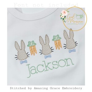 Dapper Easter Bunnies Trio Boy Sketch Stitch Machine Embroidery Design ...