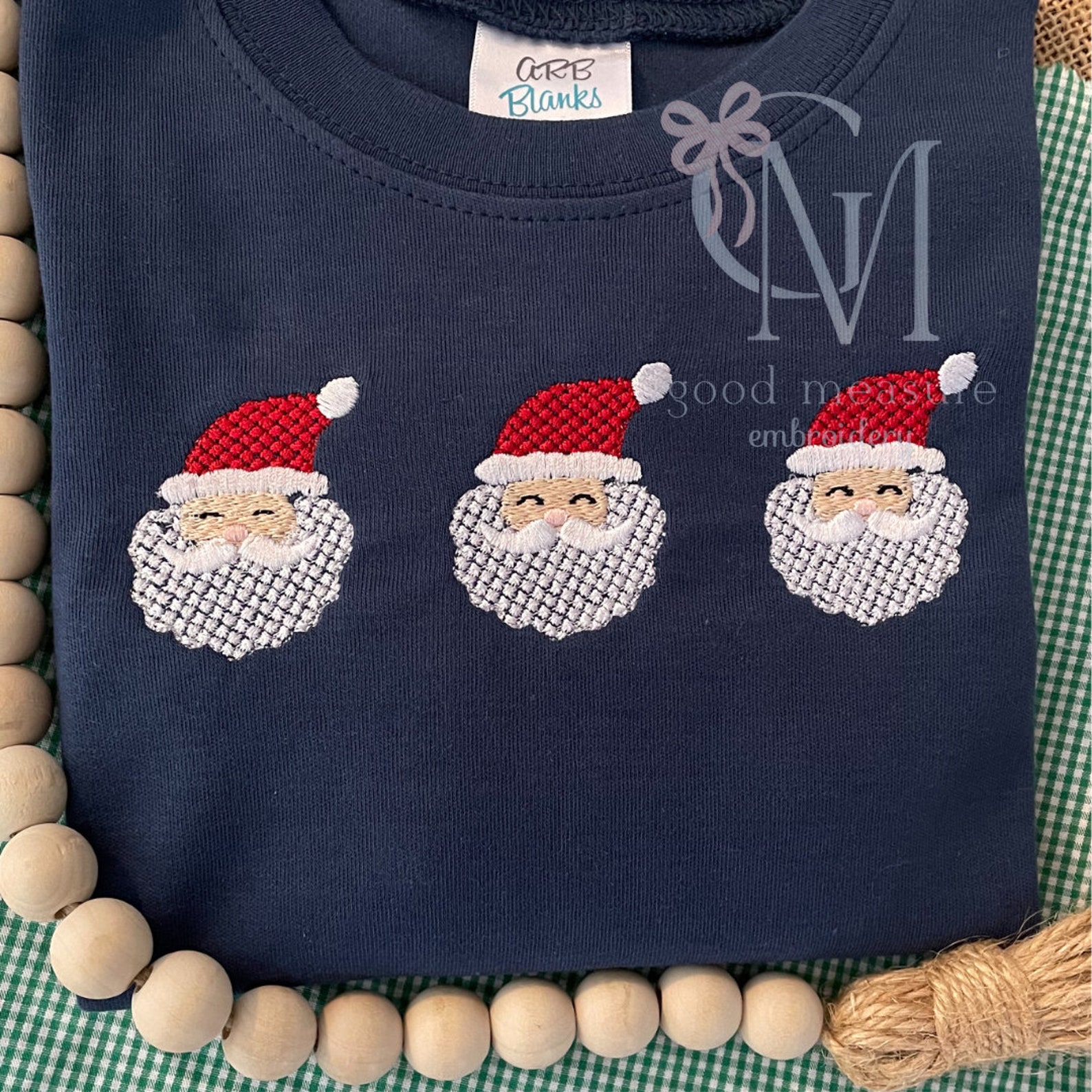 French Knot Vintage Santa Trio Machine Embroidery Design - Etsy