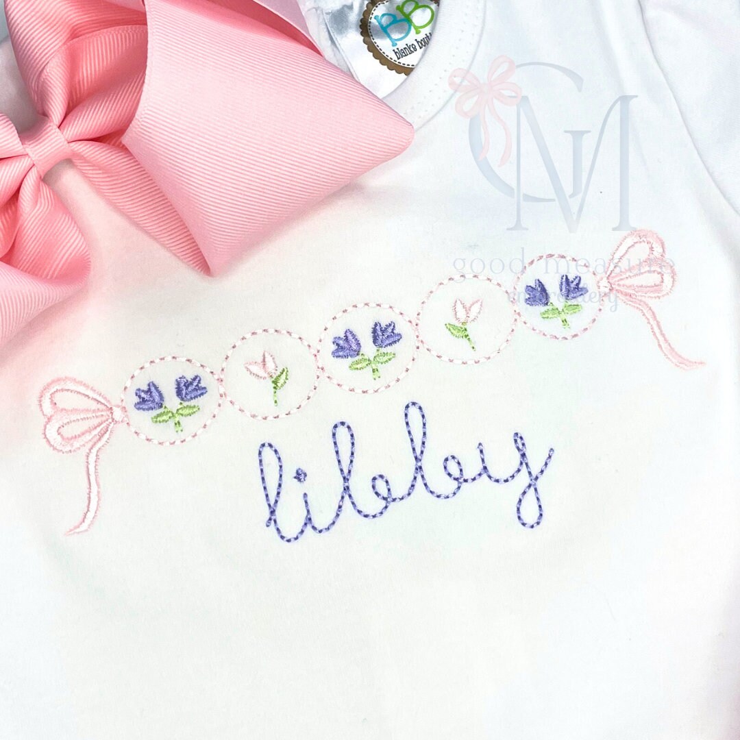 Floral Spring Border With Bows Machine Embroidery Design - Etsy