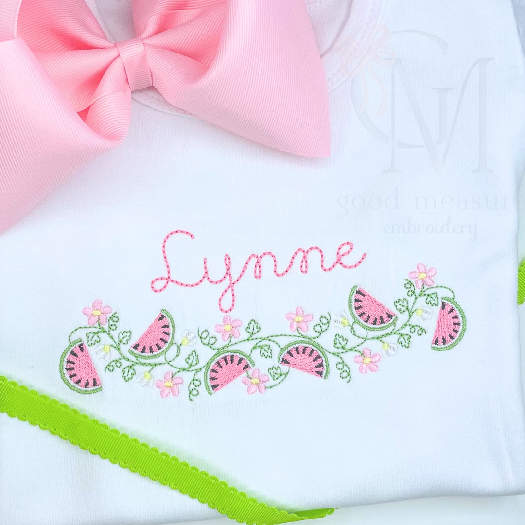 Watermelon Vine Name Frame Machine Embroidery Design - Etsy
