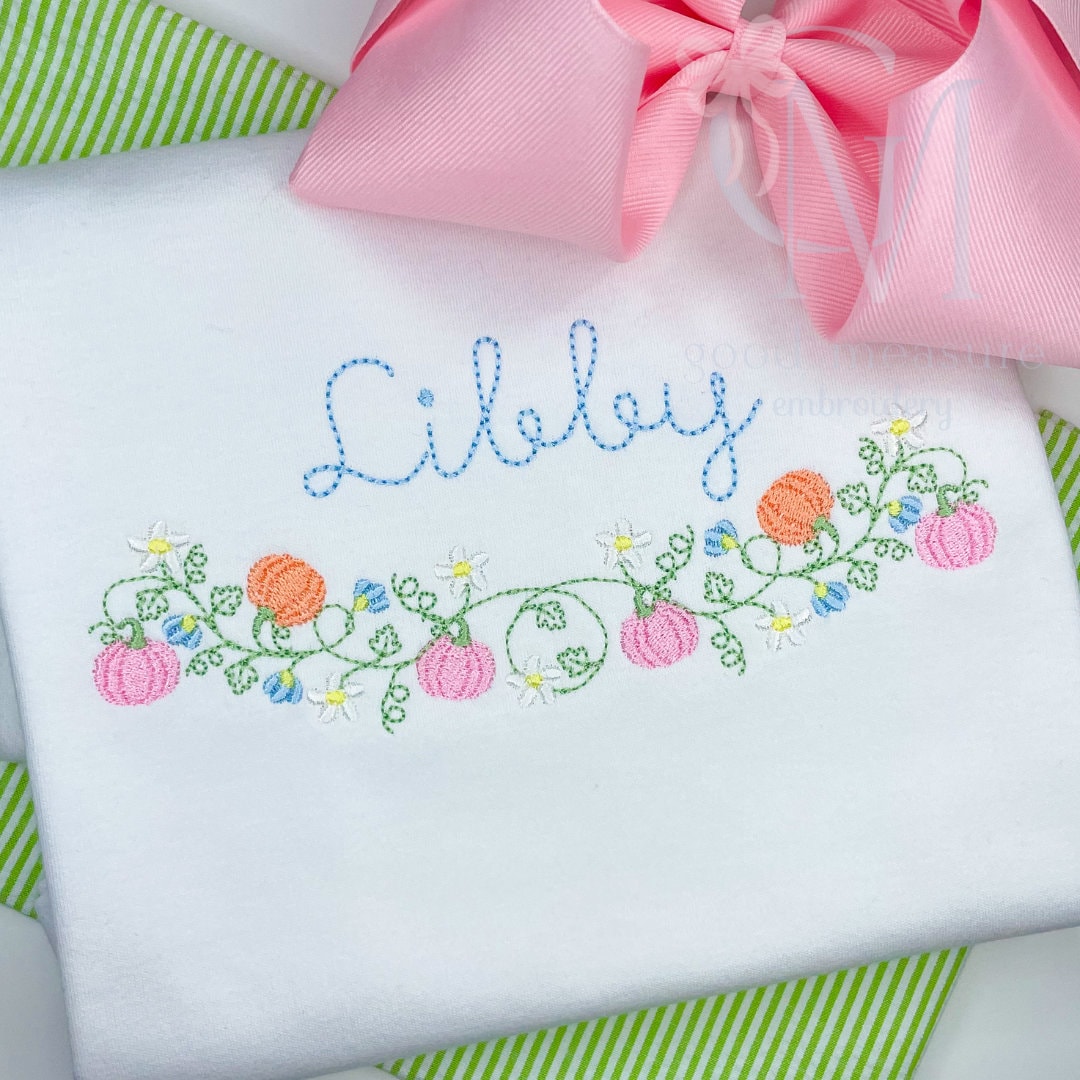 Pumpkin Vine Name Frame Machine Embroidery Design - Etsy