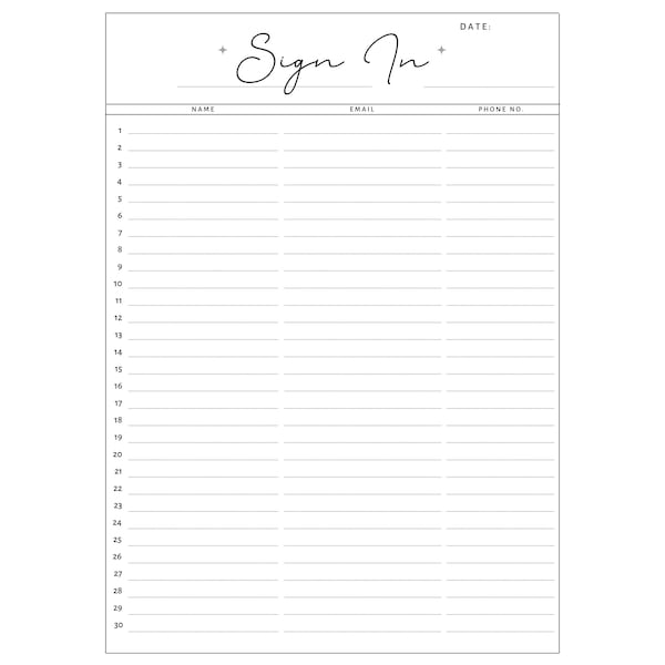 Sign in Sheet - Etsy