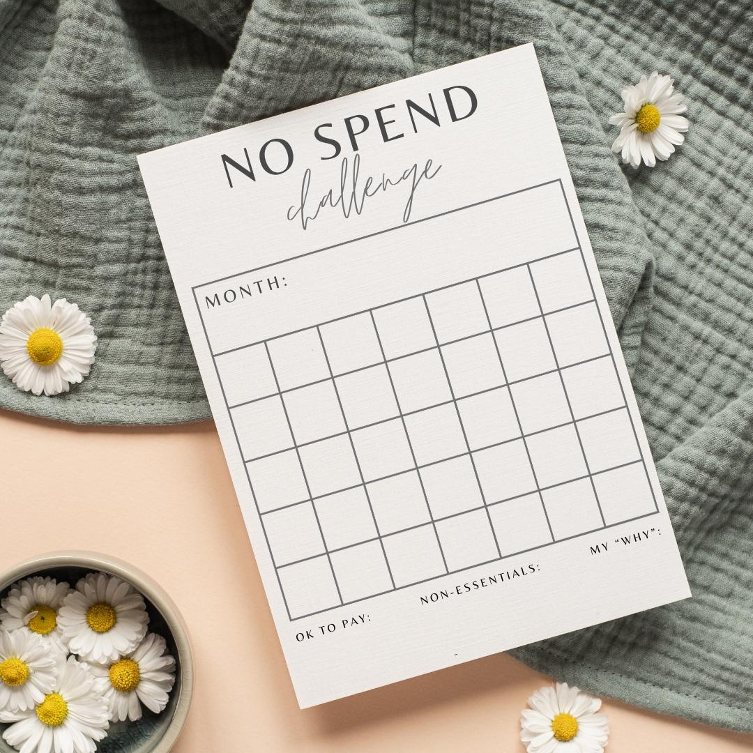 No Spend Challenge Tracker- Printable PDF, No Buy Challenge Worksheet ...