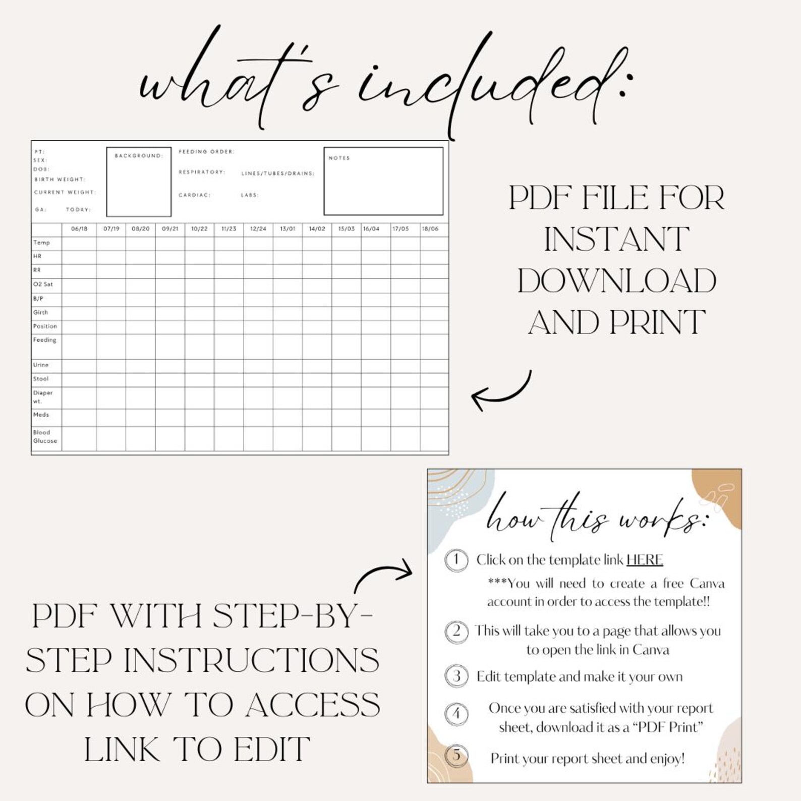Editable NICU Nurse Report Sheet Template, Brain Sheet for NICU RN ...