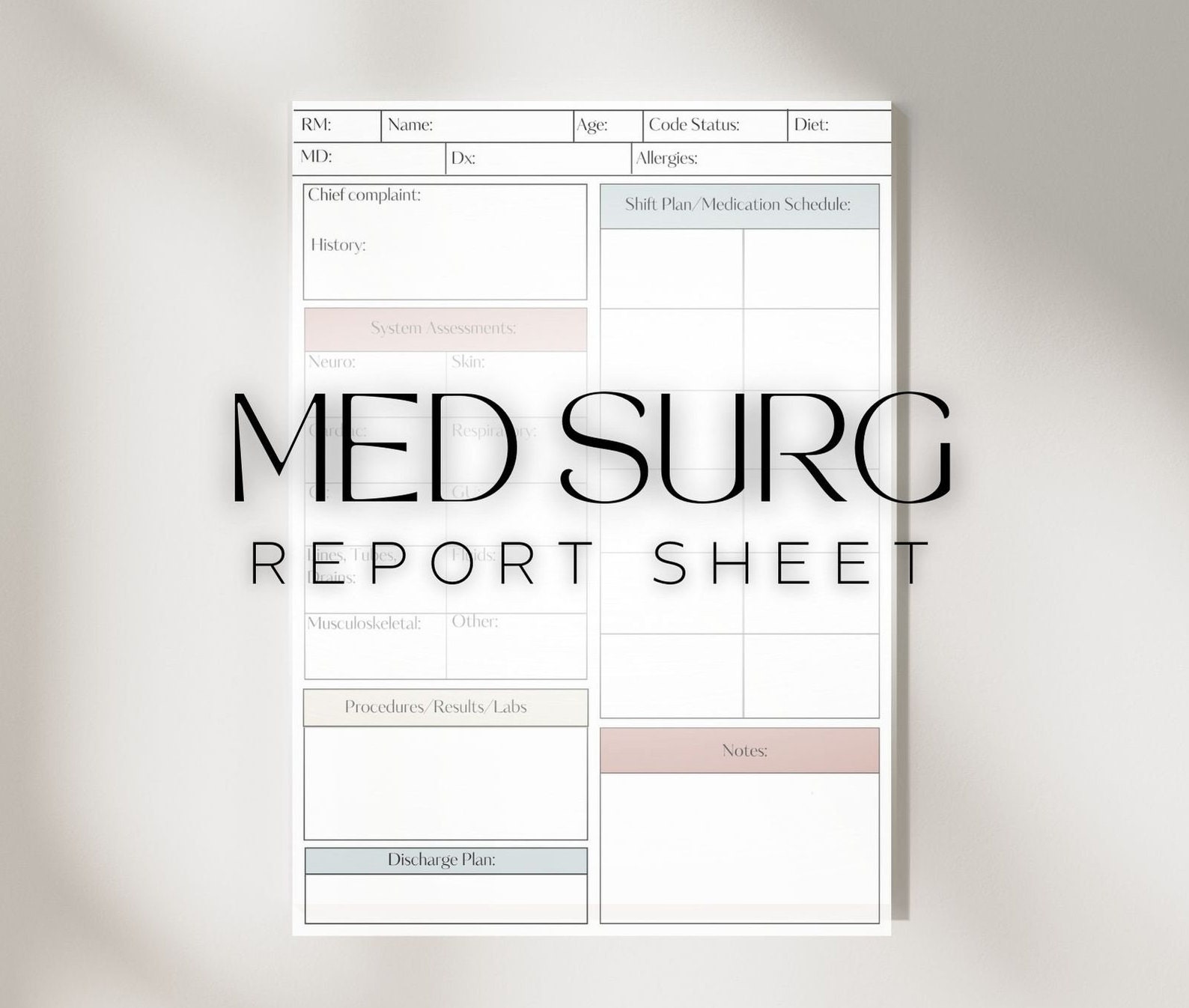 Med Surg Report Sheet Templates - Ablebionics