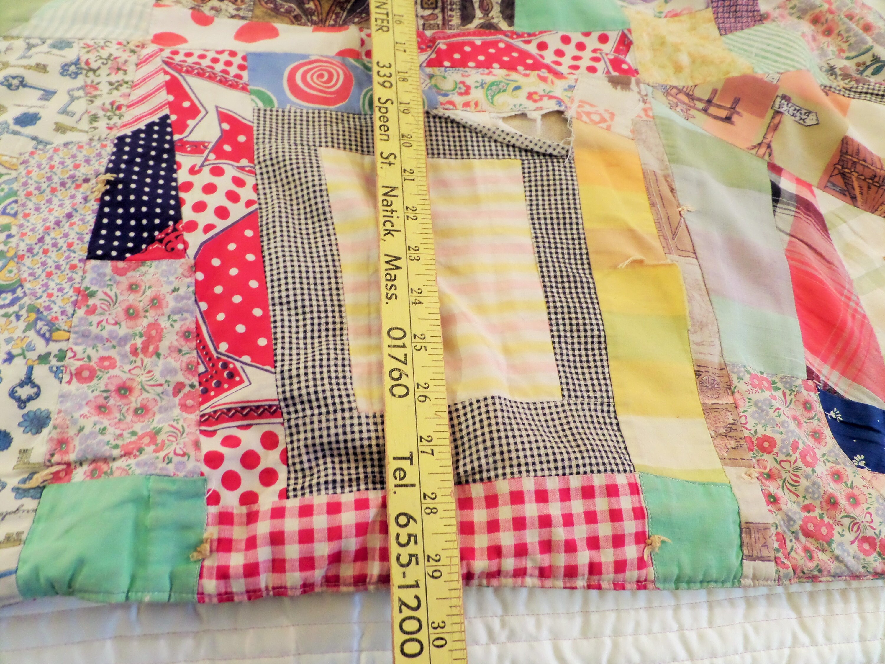 Vintage Hand-made 100% Cotton Multi-color Patchwork Quilt, 64 X 76, as ...