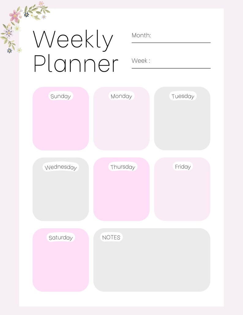 Digital Weekly Planner, Printable, Planner, Weekly - Etsy