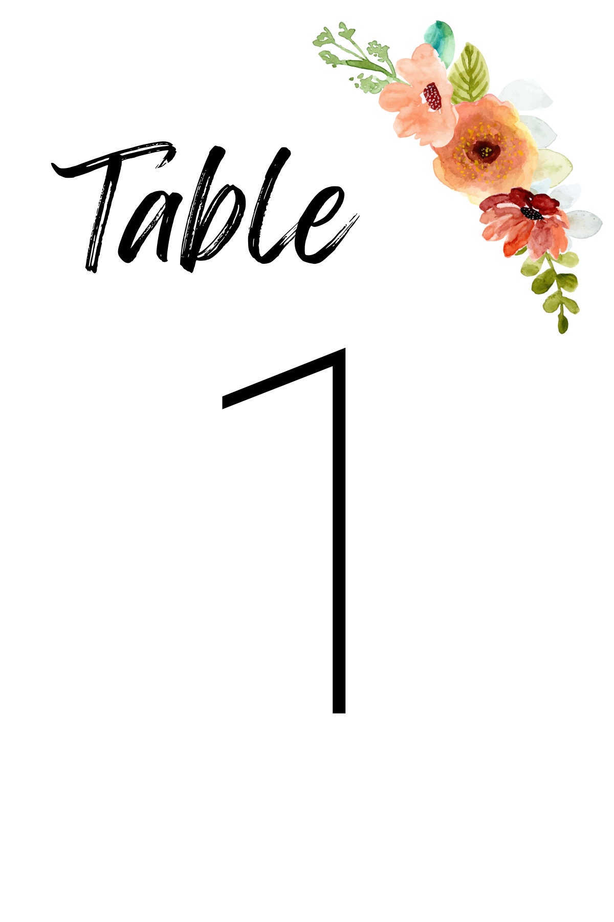 Wedding Table Numbers, Printable Table Numbers, Fall Table Numbers ...