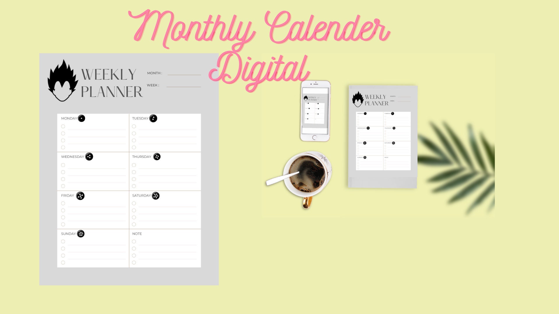 Vegeta, Daily to Do List Printable, Instant Download, Minimal ...