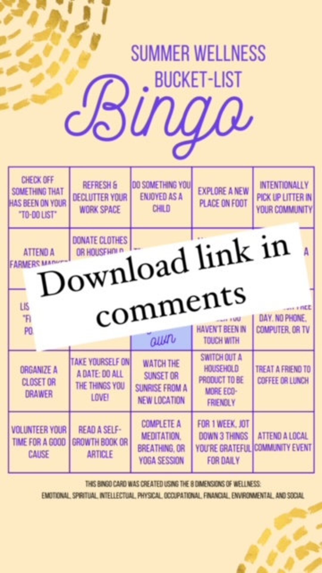 Wellness Bucket List Bingo - Etsy