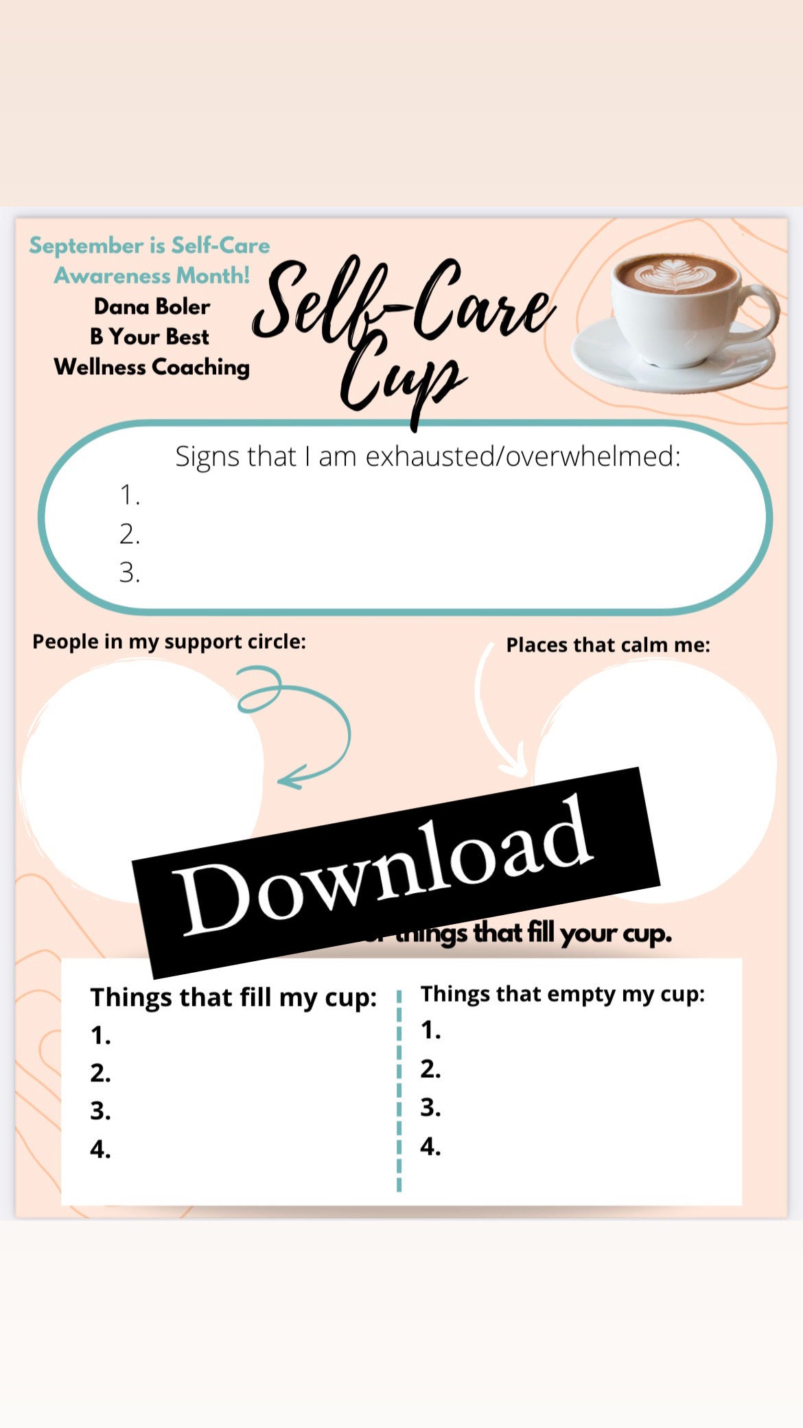 Self-care Cup Worksheet - Etsy