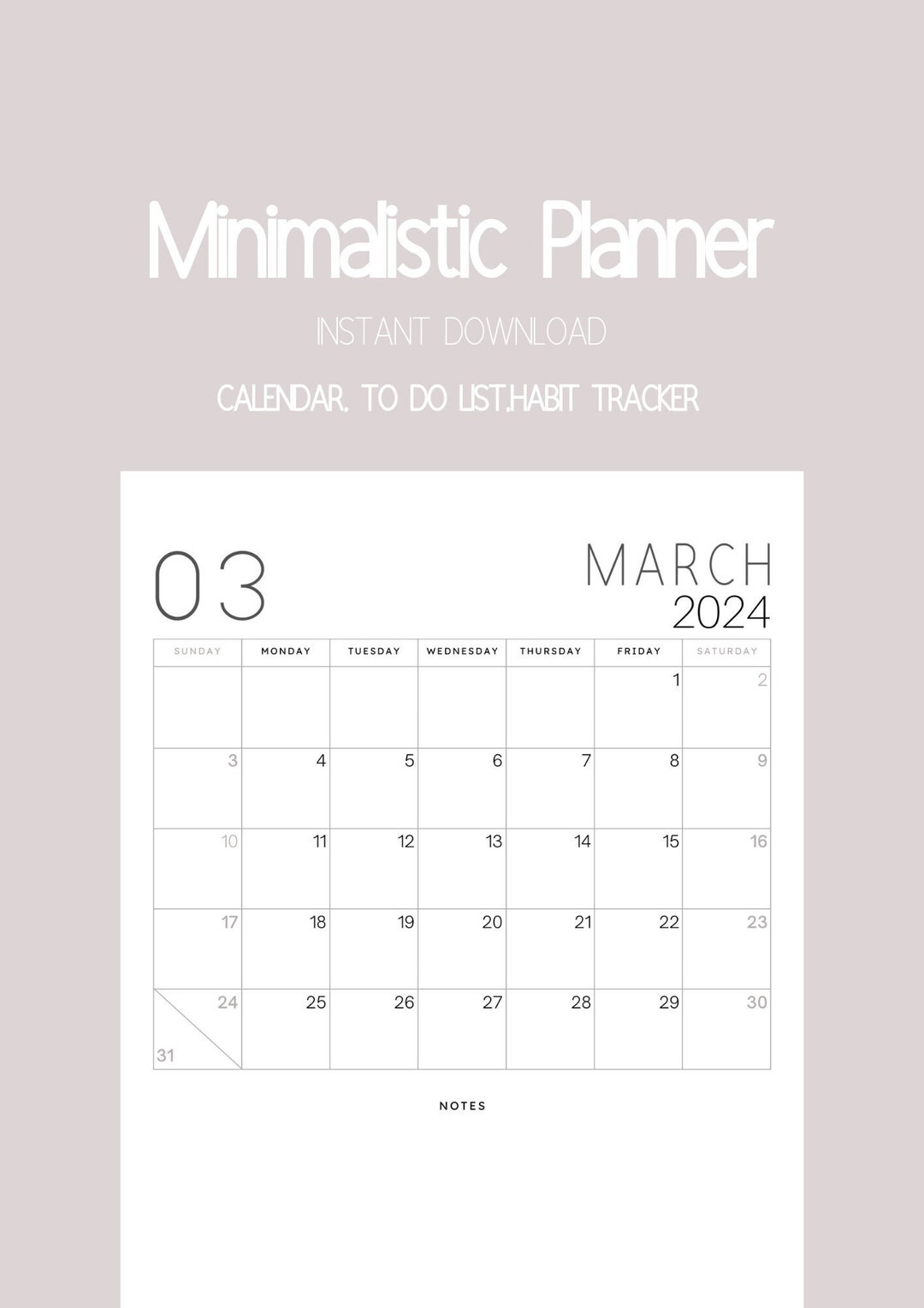 2024 Calendar, Habit Tracker and to Do List Template - Etsy