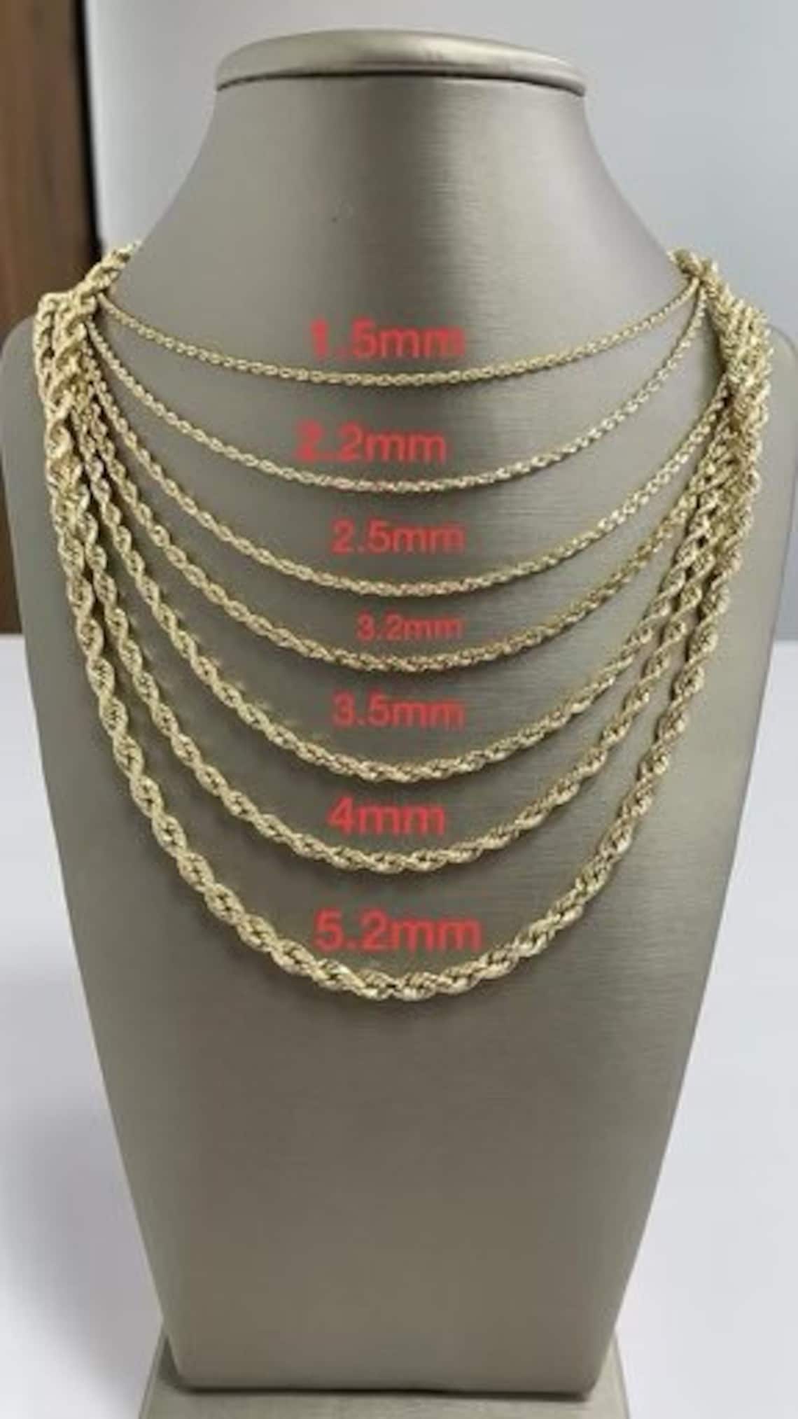 10k Solid Gold Rope Chain Necklace Genuine 10k Gold Chain - Etsy