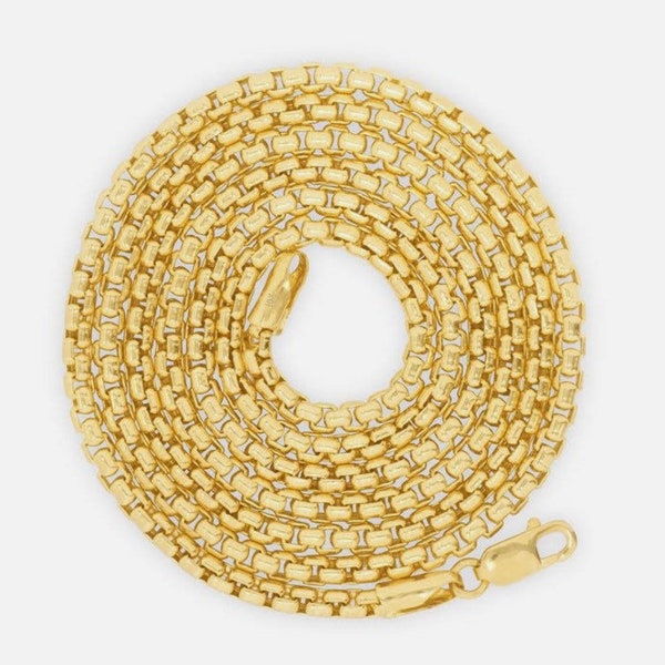 Round Box Chain 10k Solid Gold - Etsy
