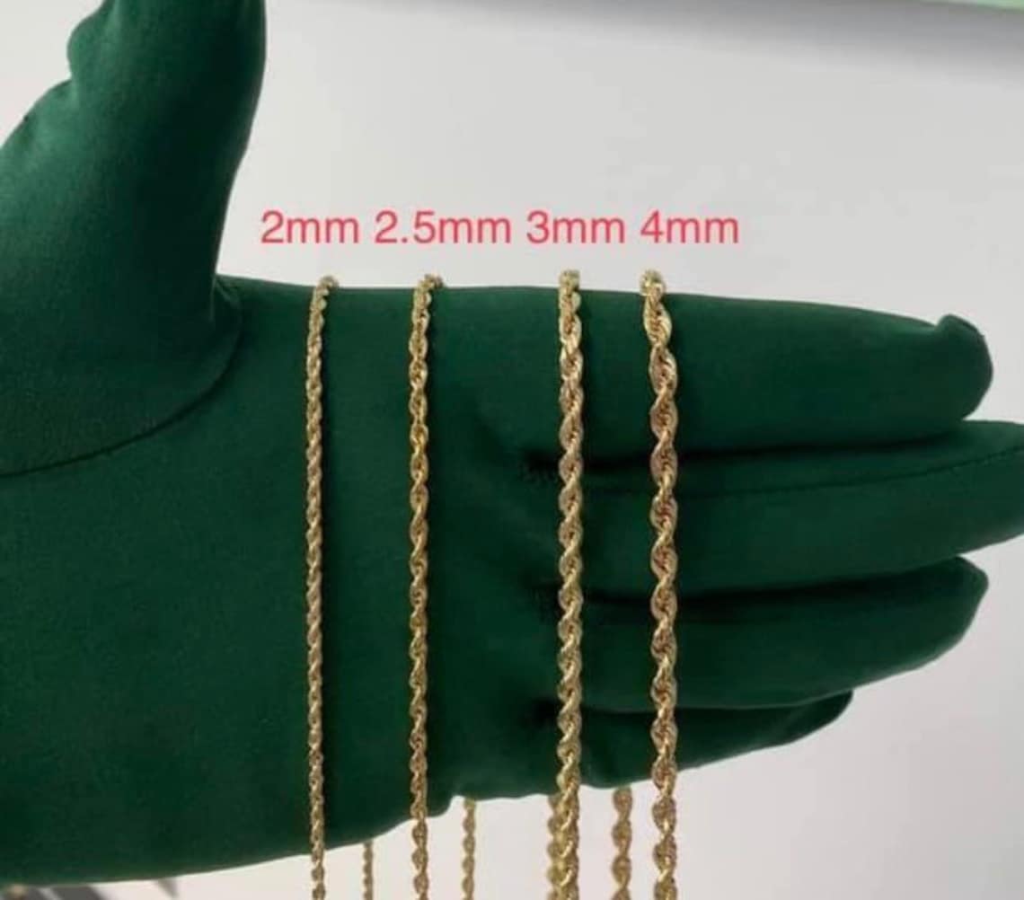 10k Solid Gold Rope Chain Necklace Genuine 10k Gold Chain - Etsy