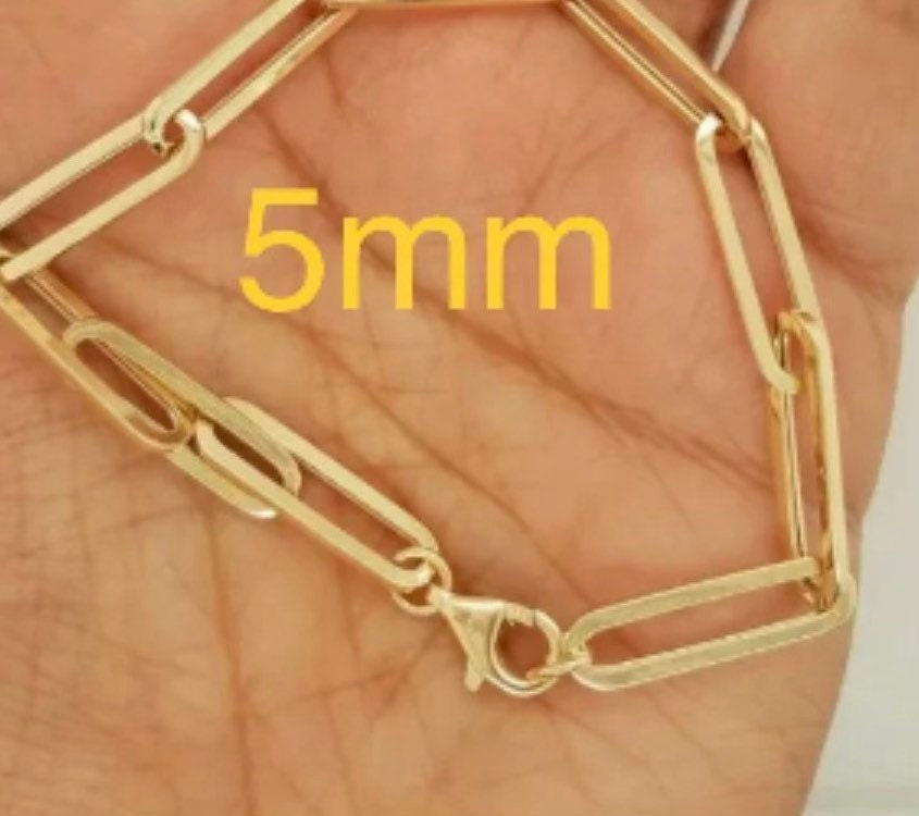 Solid Gold 10k Paperclip Bracelet 10k Elongated Paperclip - Etsy