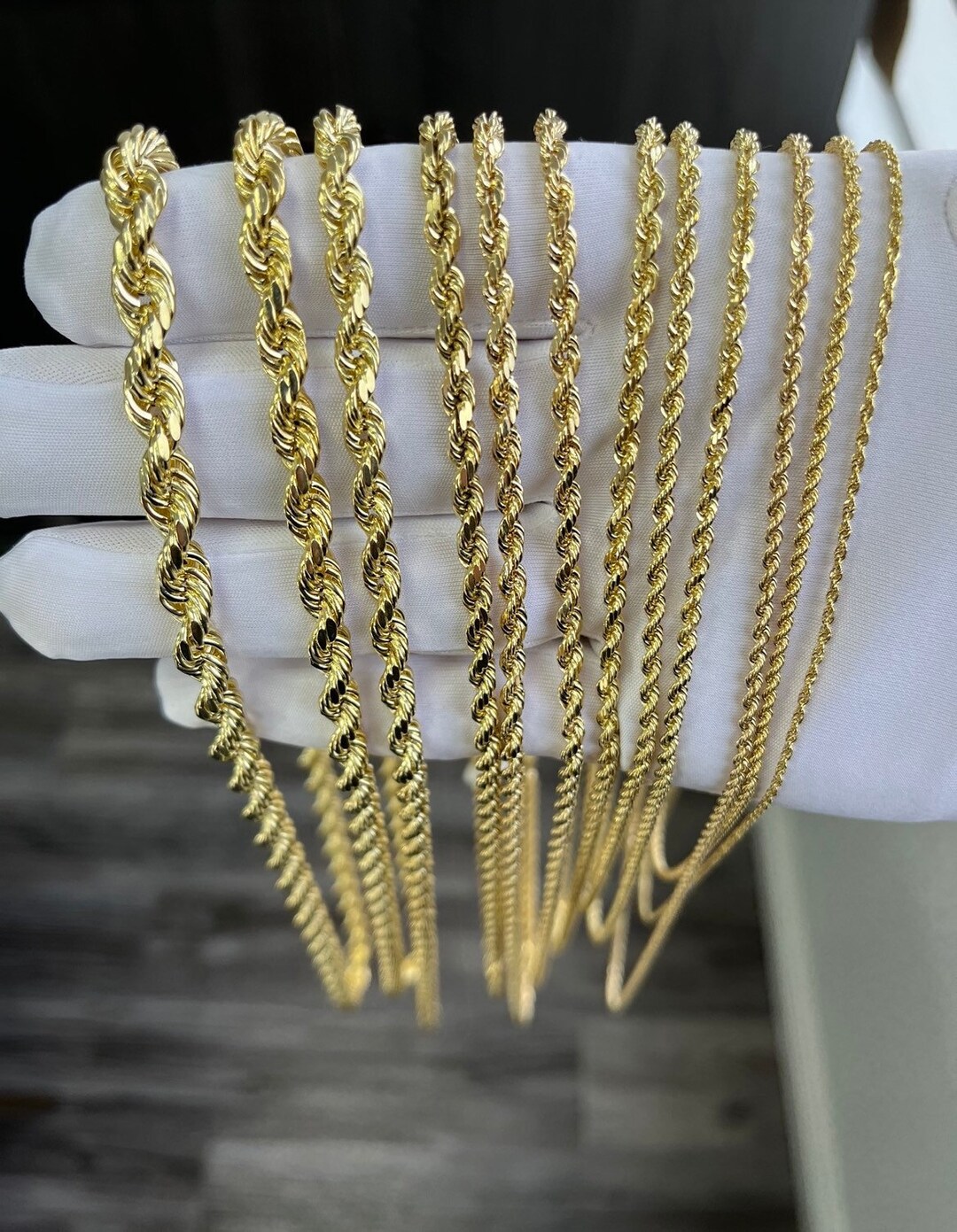 Solid 14k Gold Rope Chain Necklace, Genuine 14k Gold Chain, Ladies Gold ...