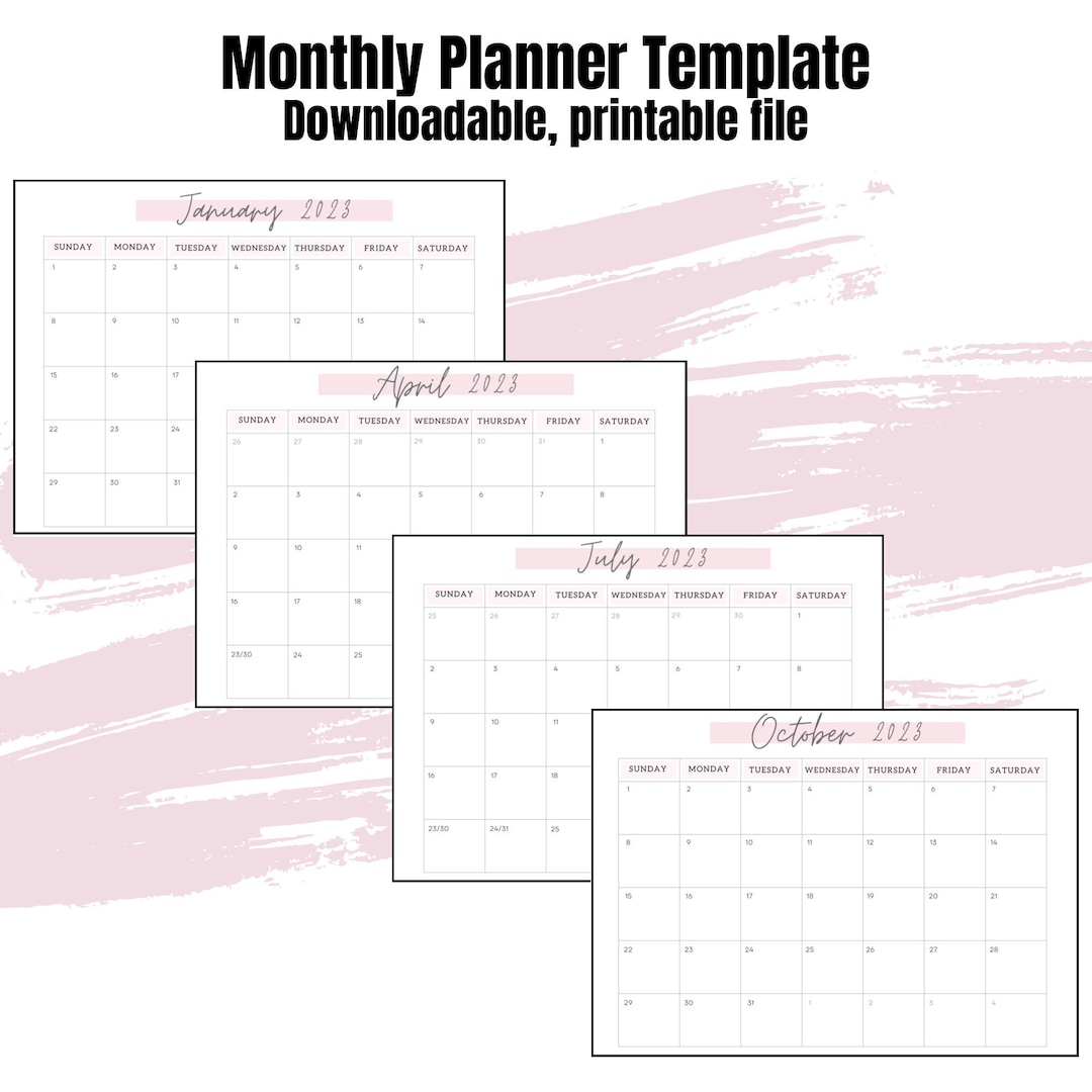 12-month Calendar 2023 Digital File. Monthly Planner Template January ...