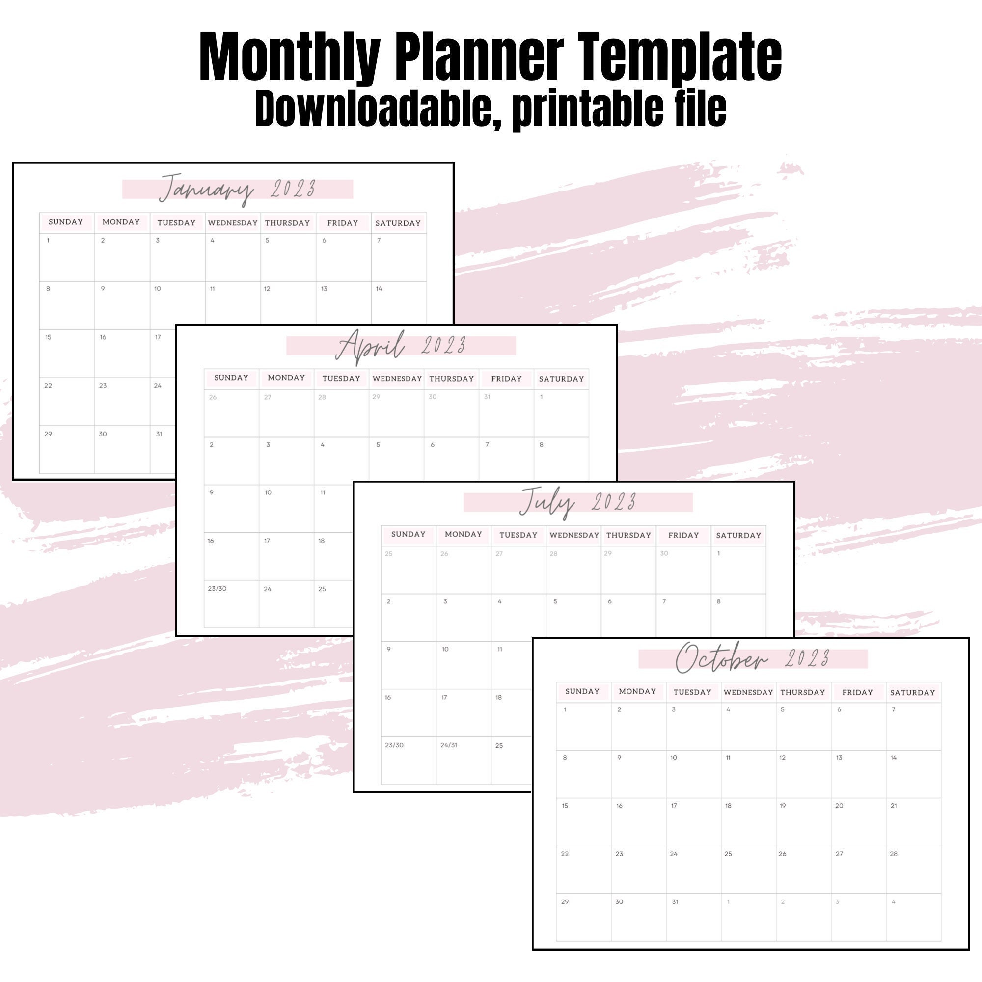12-month Calendar 2023 Digital File. Monthly Planner - Etsy
