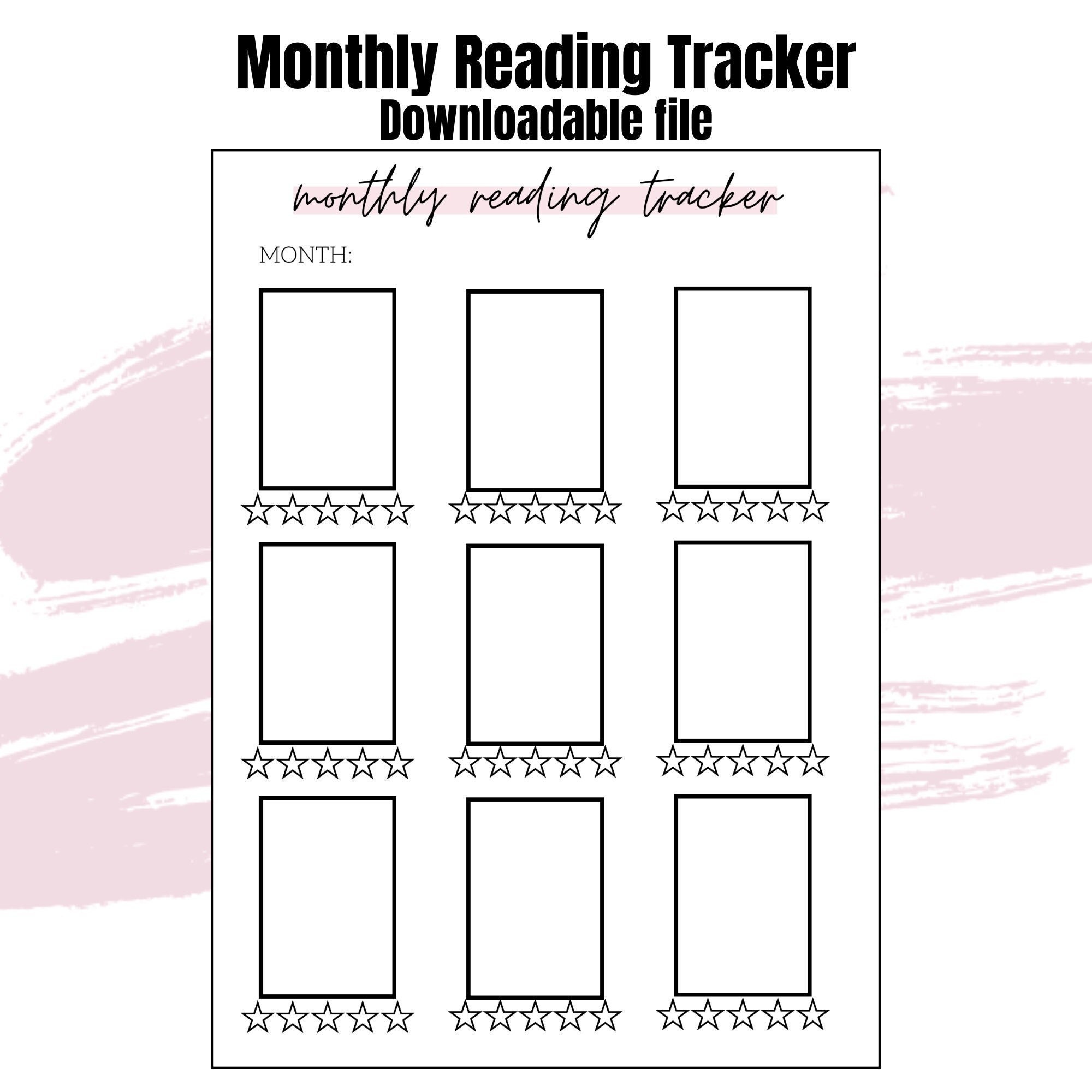 Monthly Reading Tracker - Digital File. Downloadable PDF. Book Tracker ...