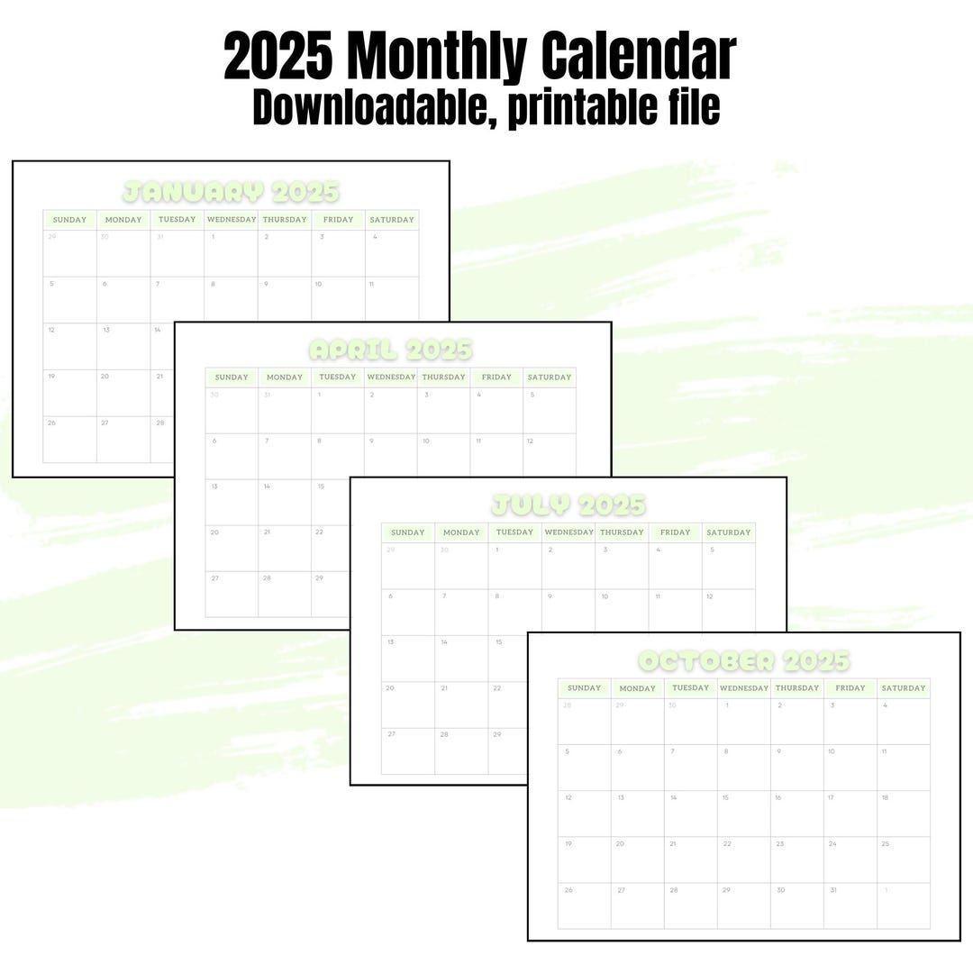 12-month Calendar 2025 - Digital File. Monthly Planner Template January ...