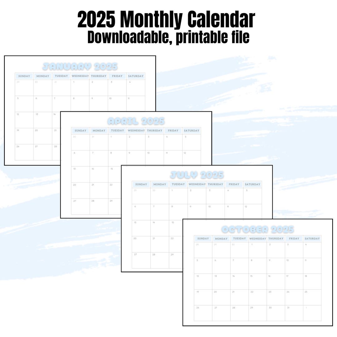 12-month Calendar 2025 - Digital File. Monthly Planner Template January ...