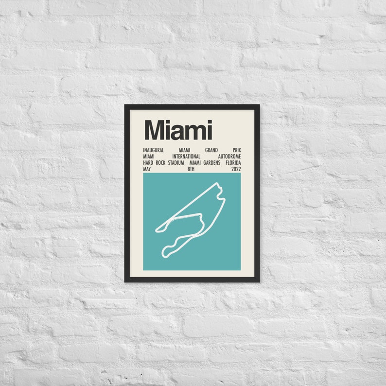 2022 Miami Grand Prix Print | Formula 1 Art | F1 Track Circuit Outline ...