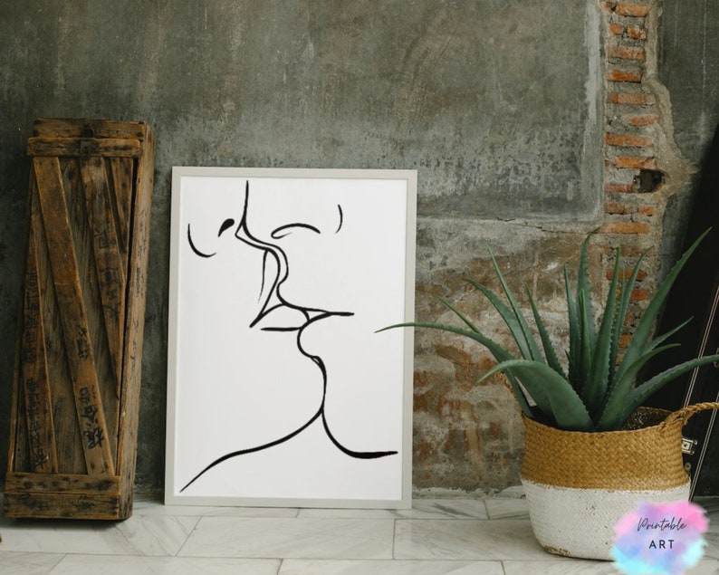 Couple One Line Art Drawing, Couple Sketch, Custom Print, Couple Print ...