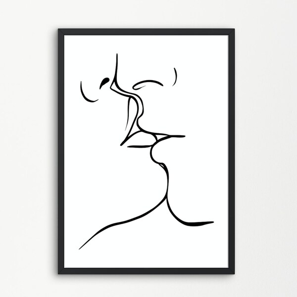 Romantic Couple Line Drawing - Etsy