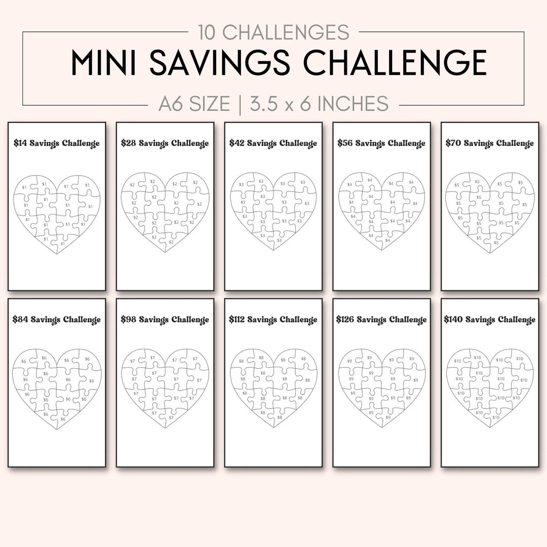 Mini Savings Challenge Printable Cash Budget Challenges A6 Savings ...