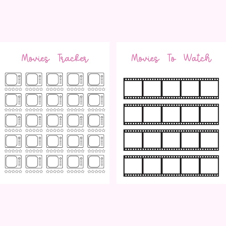 Printable Movie Tracker Film Watch List Movie Reviews Movie Log for ...