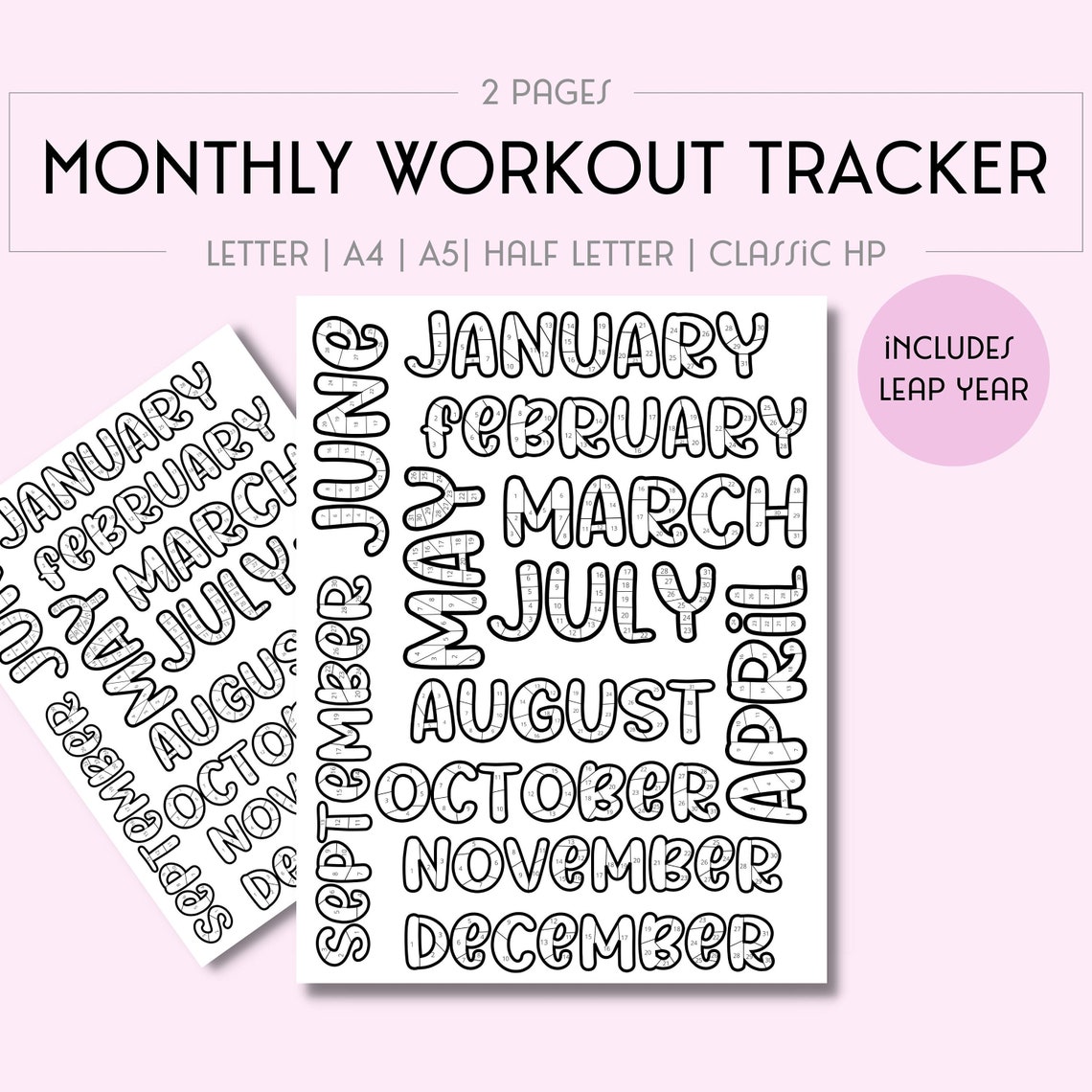 2024 Printable Workout Tracker Track Monthly Leap Year Workout Tracker ...