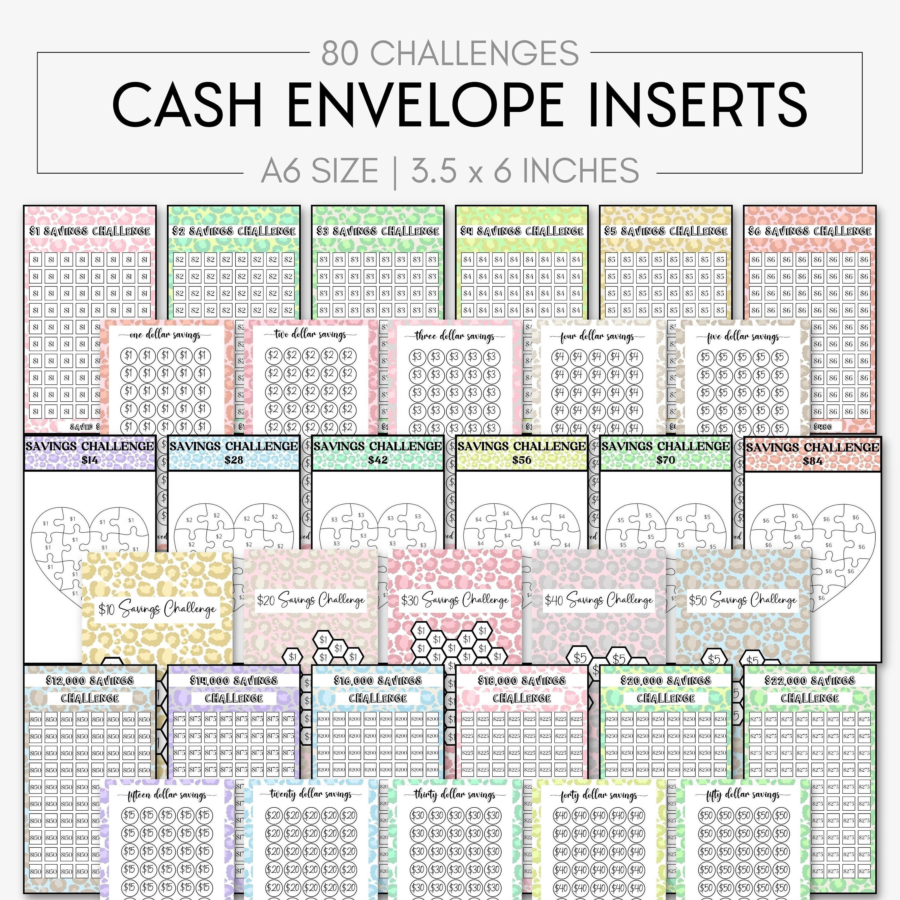 Printable A6 Savings Challenge Bundle Cash Envelope Insert A6 Saving ...