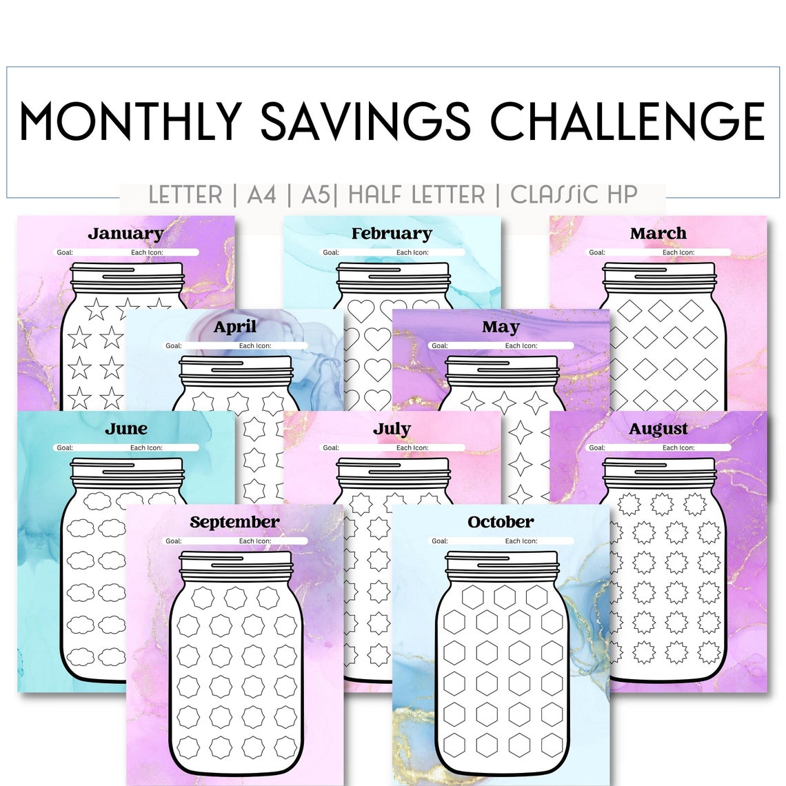 Printable Beginner Monthly Savings Challenge Savings Funds - Etsy