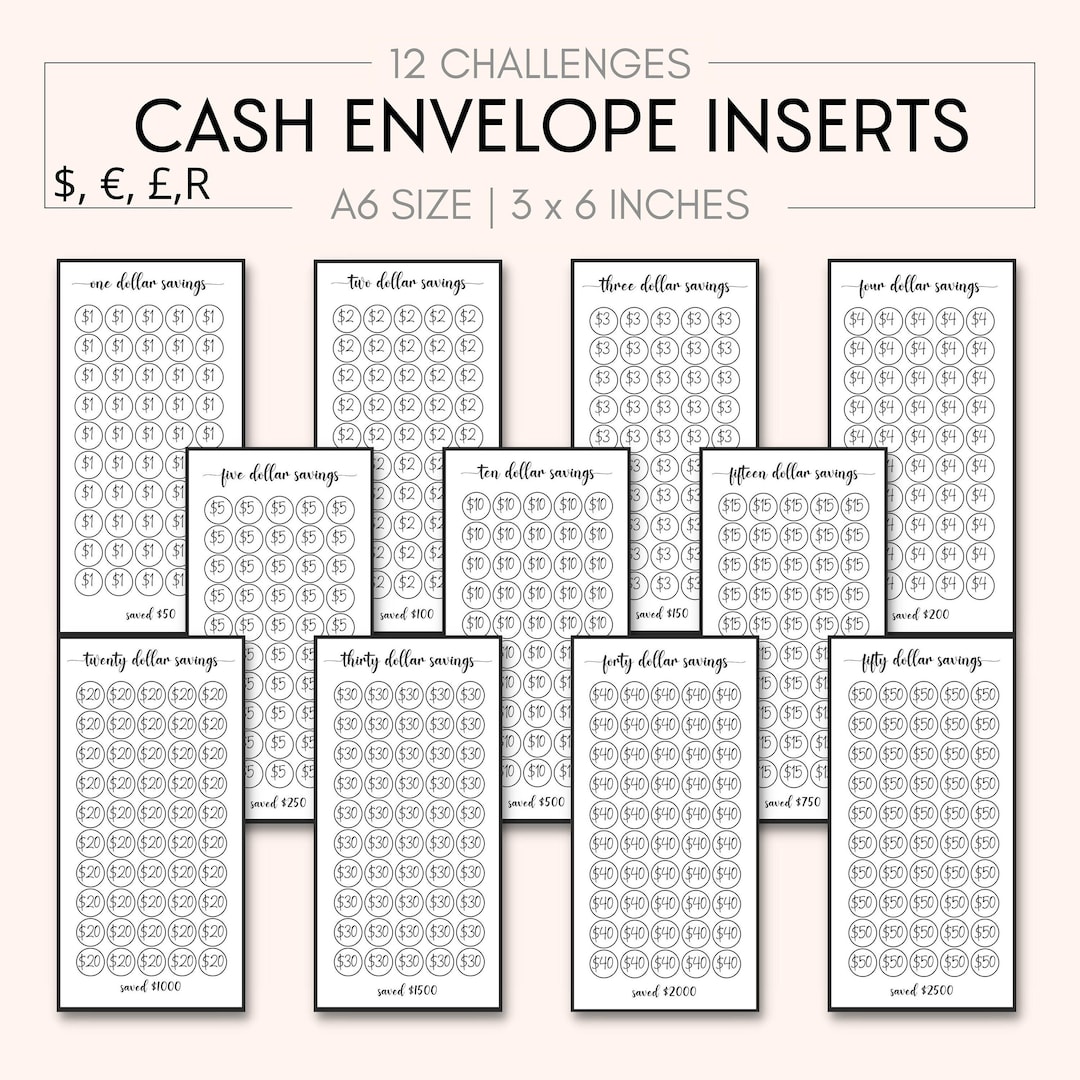 12 Printable Savings Challenge A6 Saving Tracker Cash Stuffing A6 Money ...