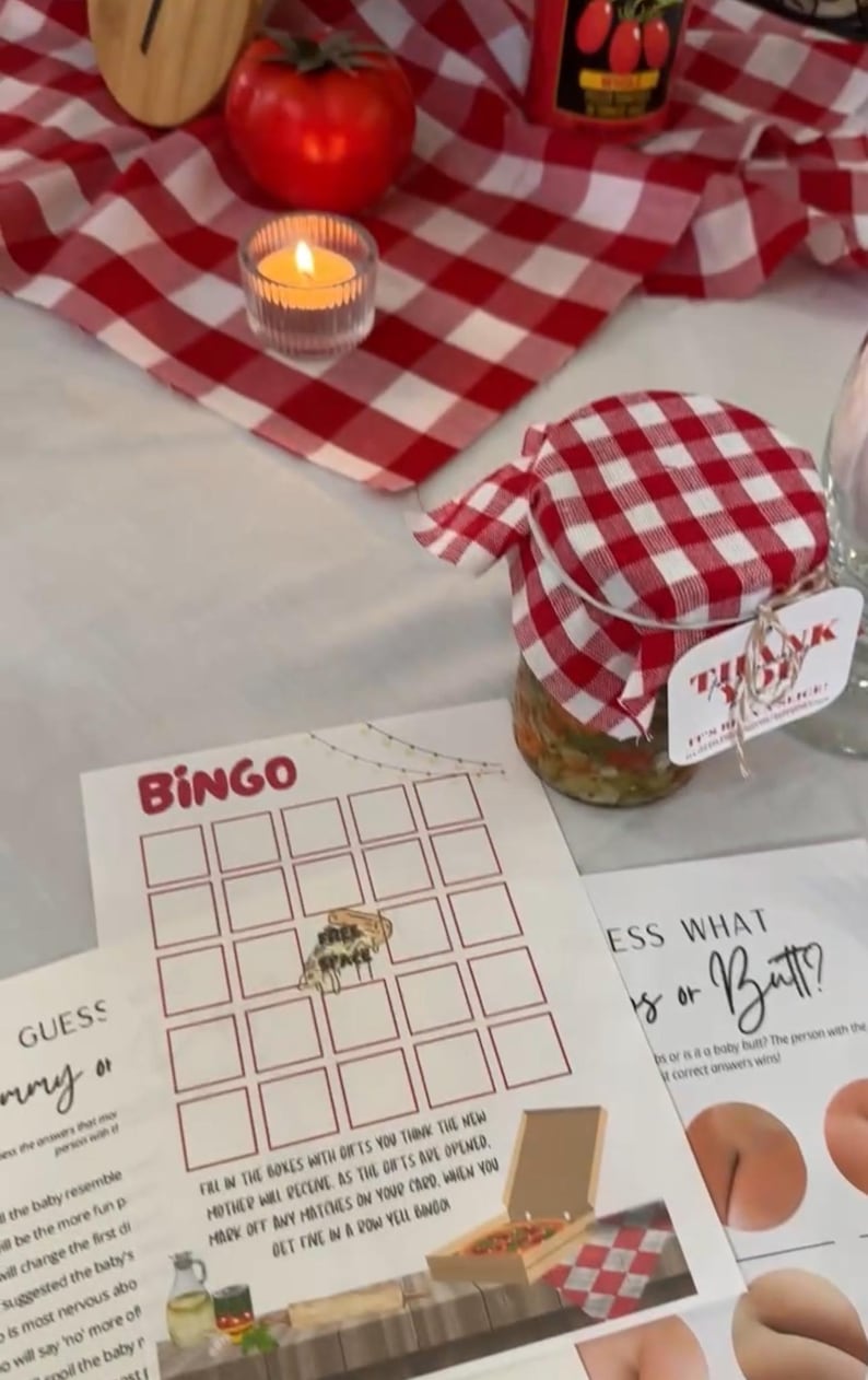 Bingo Card Baby Shower Game Pizza Themed Downloadable and Editable ...
