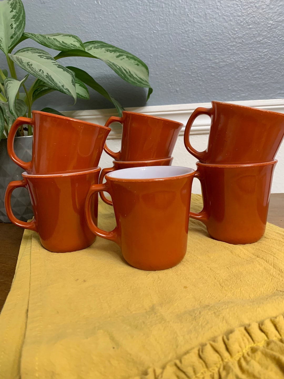 Vintage Corelle Burnt Orange Coffee Mugs - Etsy