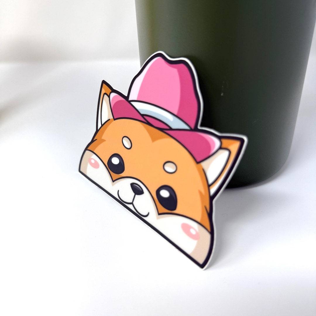 Shiba Inu Kawaii Party Hat Peeker Decal - Dog Lover Cartoon Stickers - Etsy