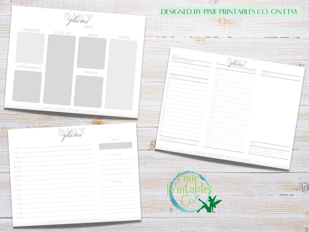 Minimalist Printable Daily Planners || 3 Templates | A4 Landscape ...