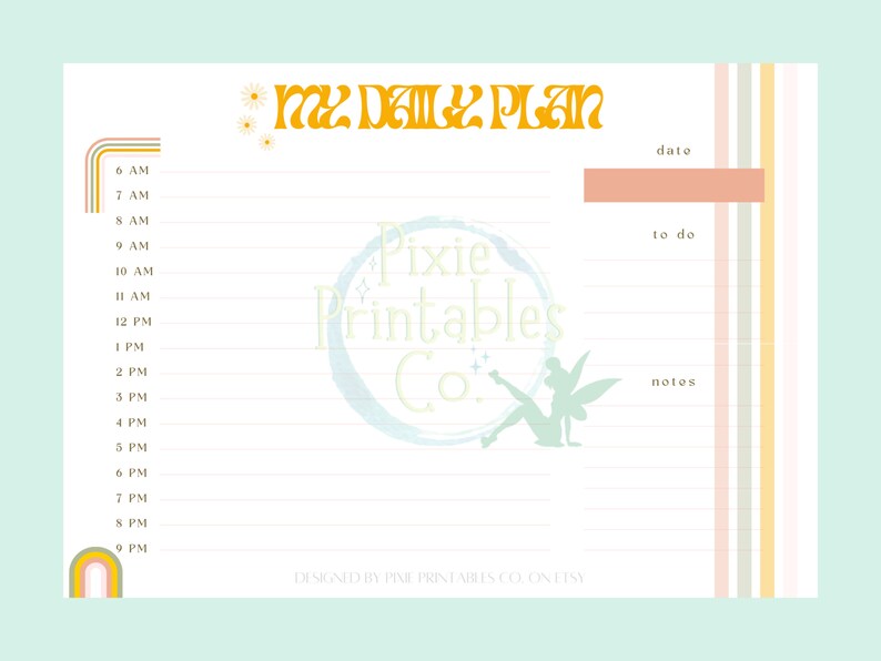 Groovy Daily Planner Printable: Retro 60s A4 Landscape (PDF Instant ...