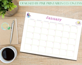 Bohemian Printable 12 Monthly Calendars || Sunday Start | A4 Landscape ...