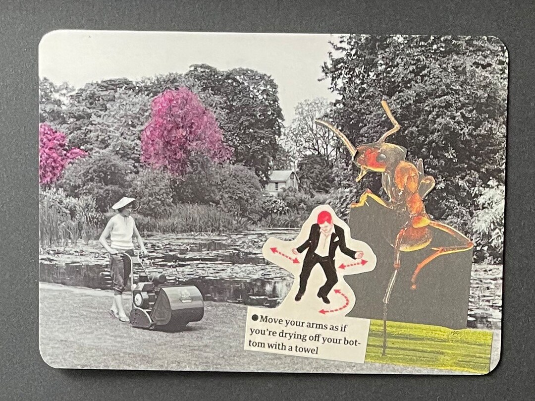 Collage Surrealist Original Triptych Handmade Unique Art keep off the ...